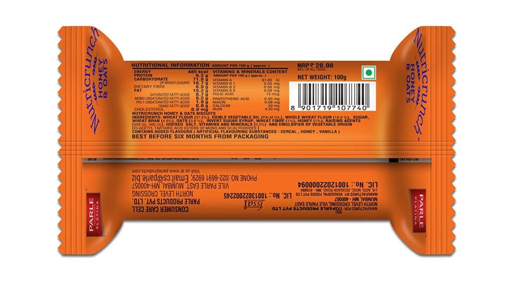 HOME DELIVERY of Parle PLATINA Nutricrunch Honey & Oats Digestive ...